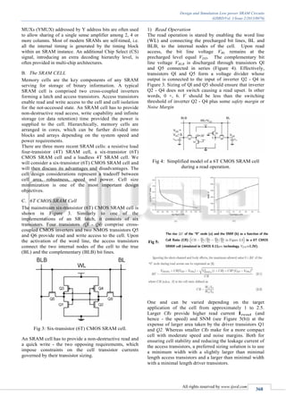 Design and Simulation Low power SRAM Circuits | PDF