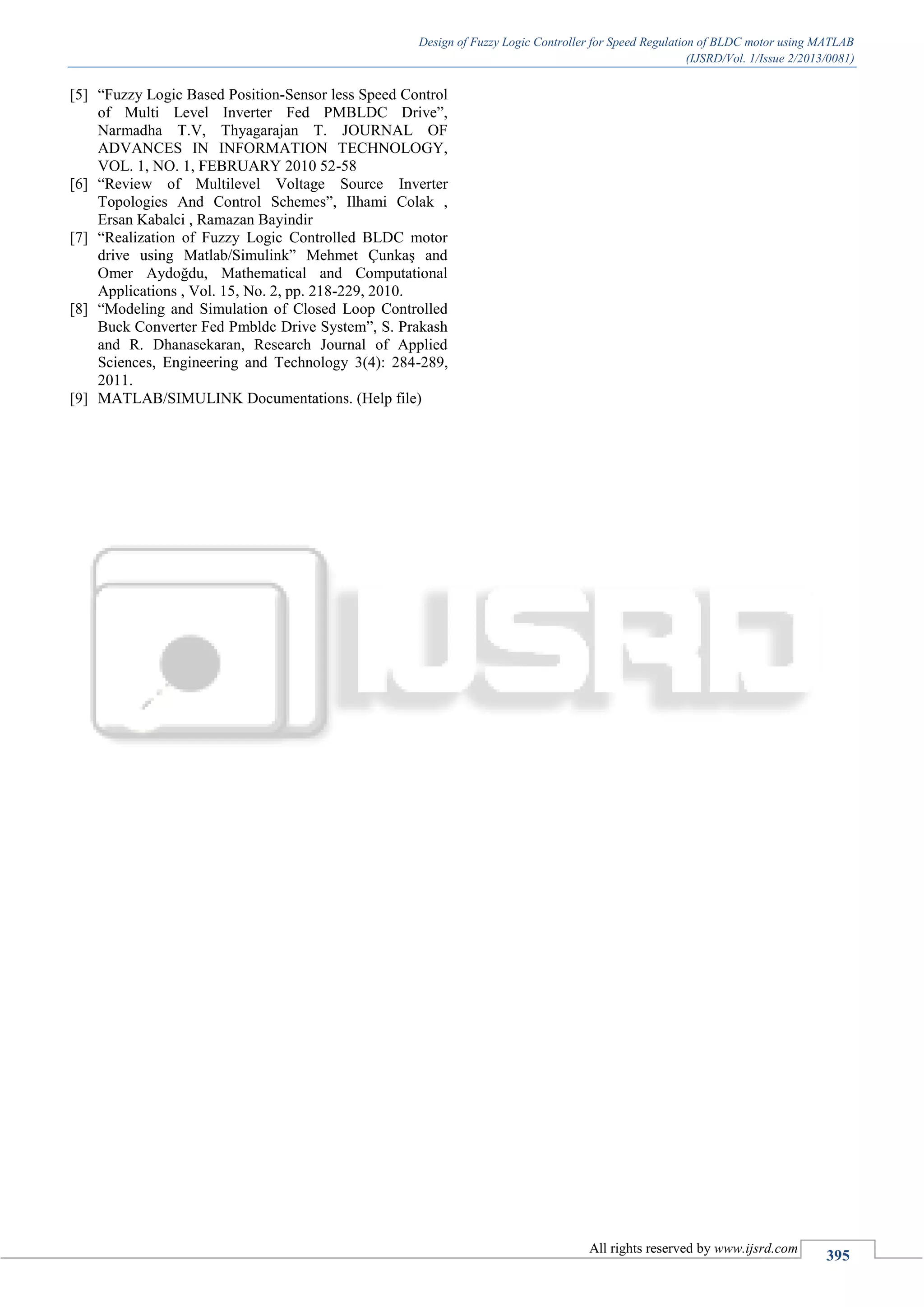 Design of Fuzzy Logic Controller for Speed Regulation of BLDC motor ...