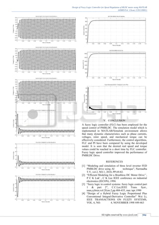 Design of Fuzzy Logic Controller for Speed Regulation of BLDC motor using MATLAB | PDF