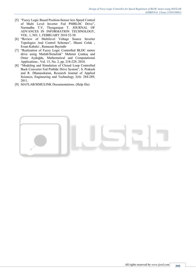 Design of Fuzzy Logic Controller for Speed Regulation of BLDC motor using MATLAB | PDF