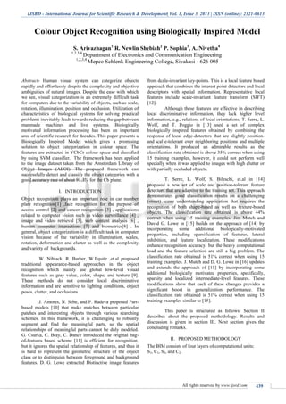 Colour Object Recognition using Biologically Inspired Model | PDF