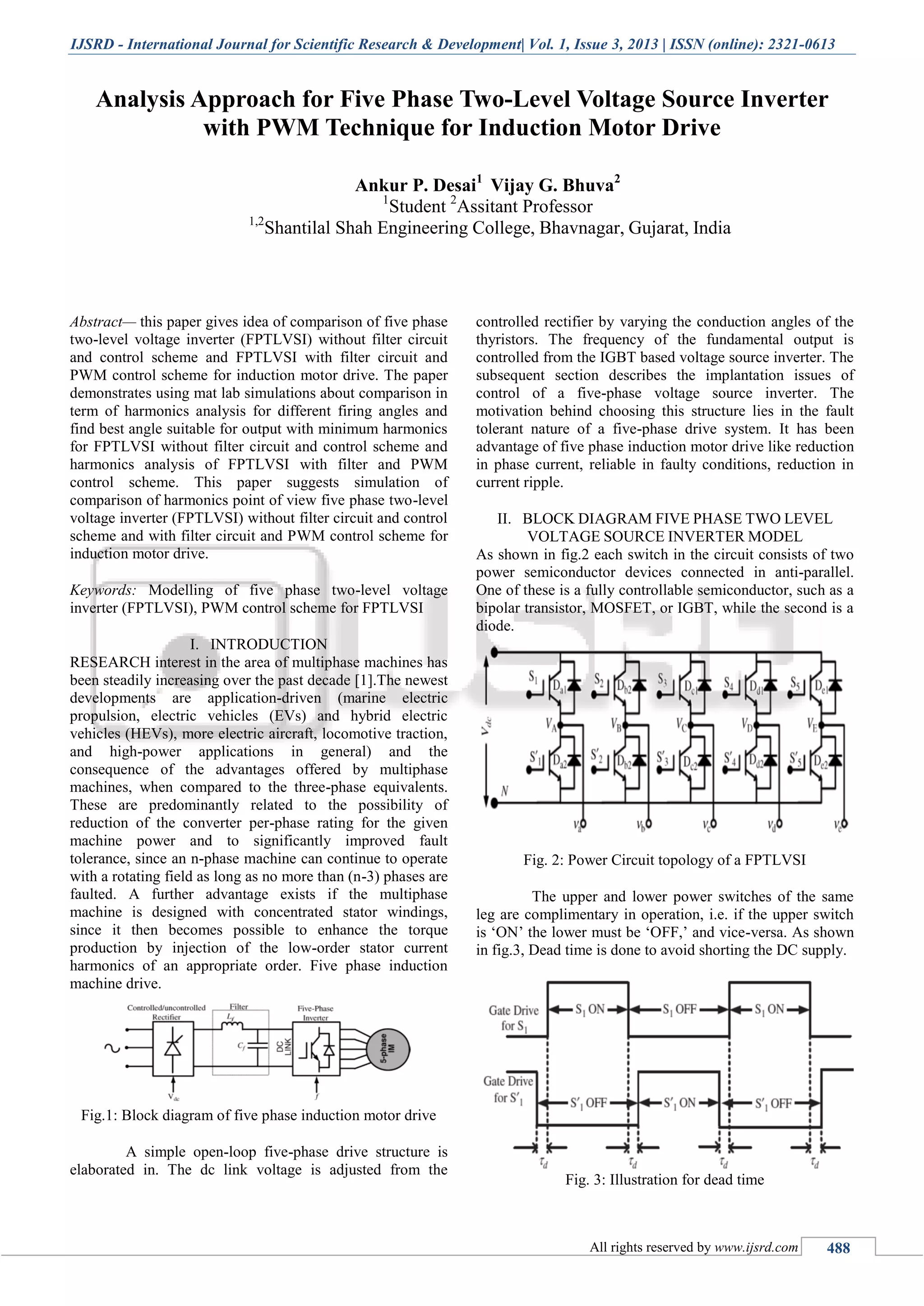 Analysis Approach for Five Phase Two-Level Voltage Source Inverter with PWM Technique for ...