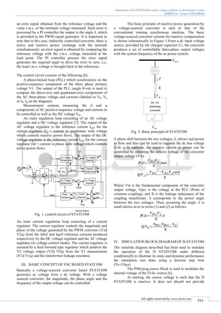 Simulation of D-STATCOM to study Voltage Stability in Distribution system | PDF