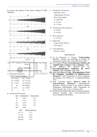 Simulation of IEEE FIRST BANCHMARK Model for SSR Studies | PDF