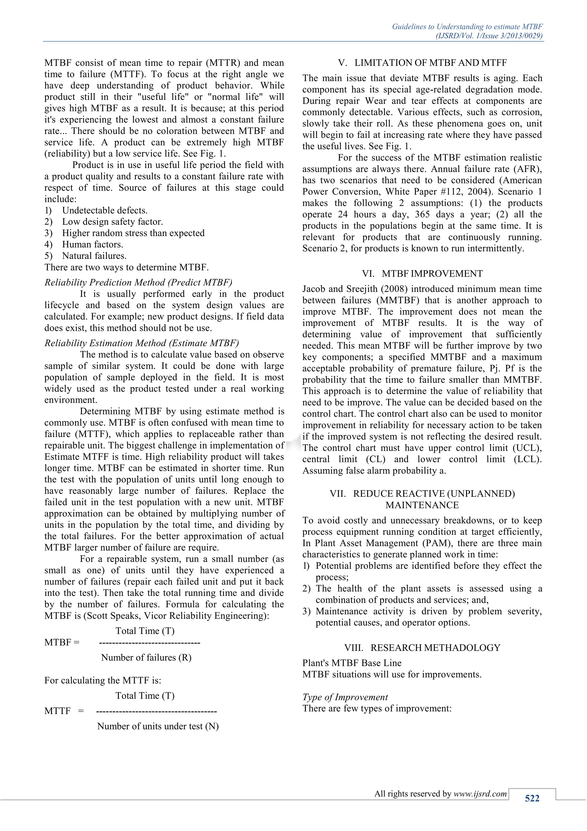 Guidelines to Understanding to estimate MTBF | PDF
