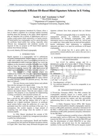 Computationally Efficient ID-Based Blind Signature Scheme in E-Voting | PDF
