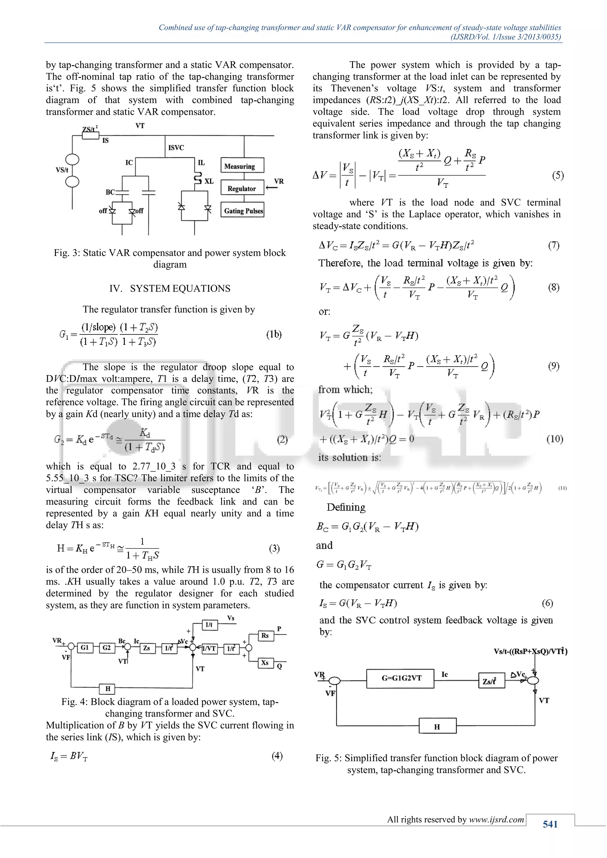 Combined use of tap-changing transformer and static VAR compensator for enhancement of steady ...