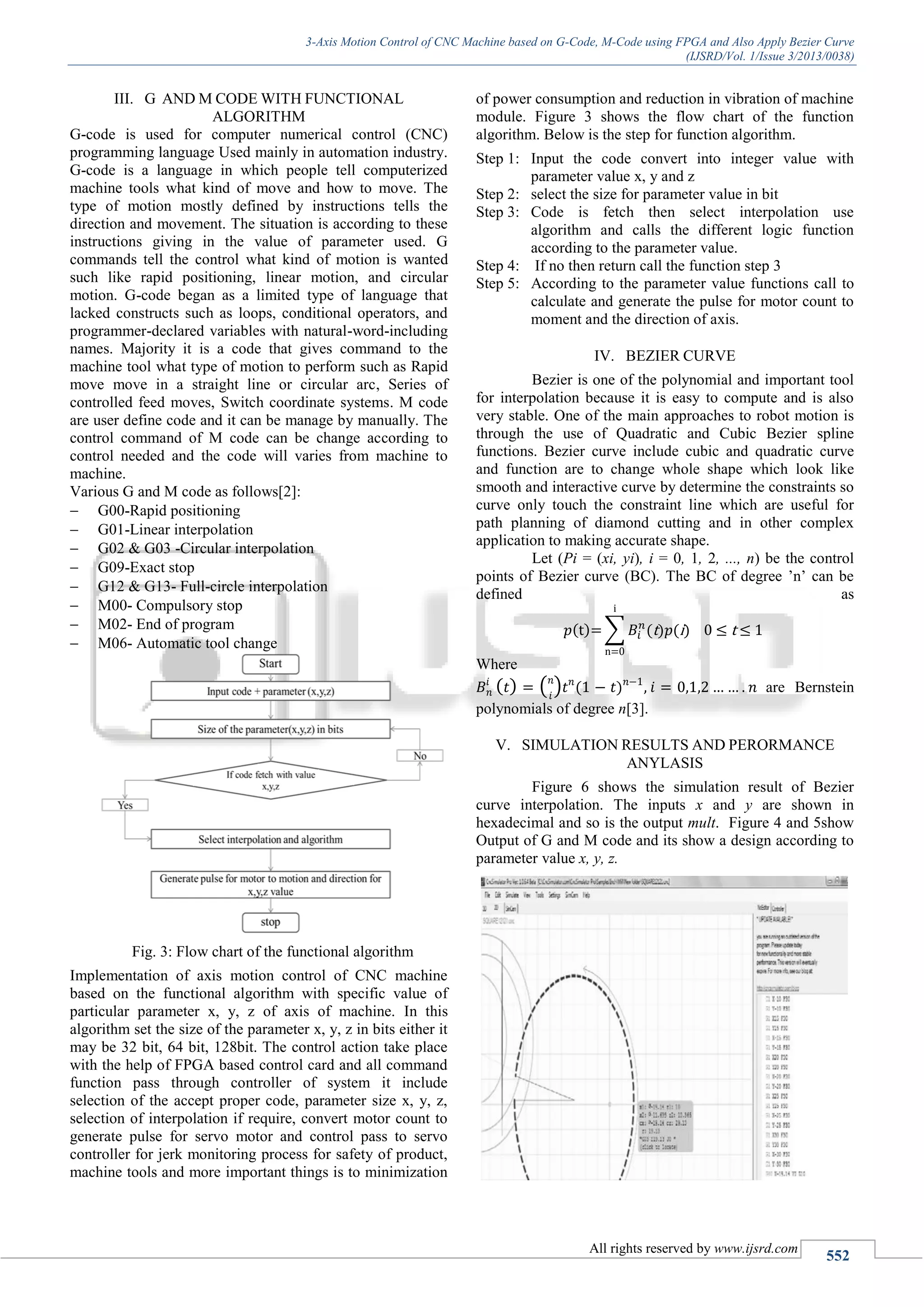 3-Axis Motion Control of CNC Machine based on G-Code, M-Code using FPGA and also Apply Bezier ...