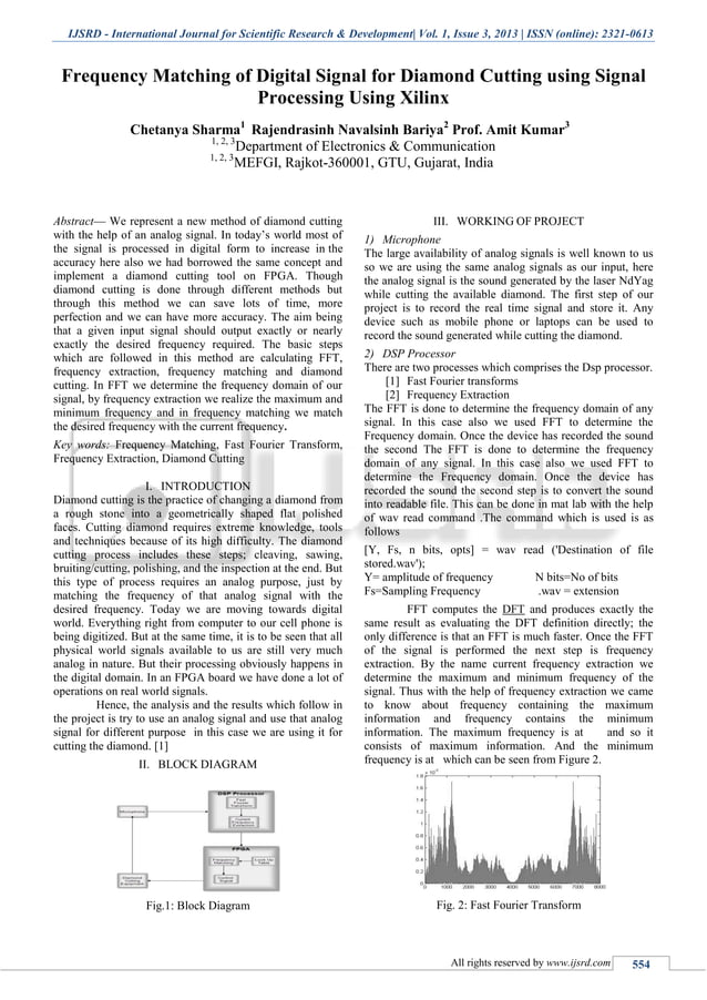 Frequency Matching of Digital Signal for Diamond Cutting using Signal ...