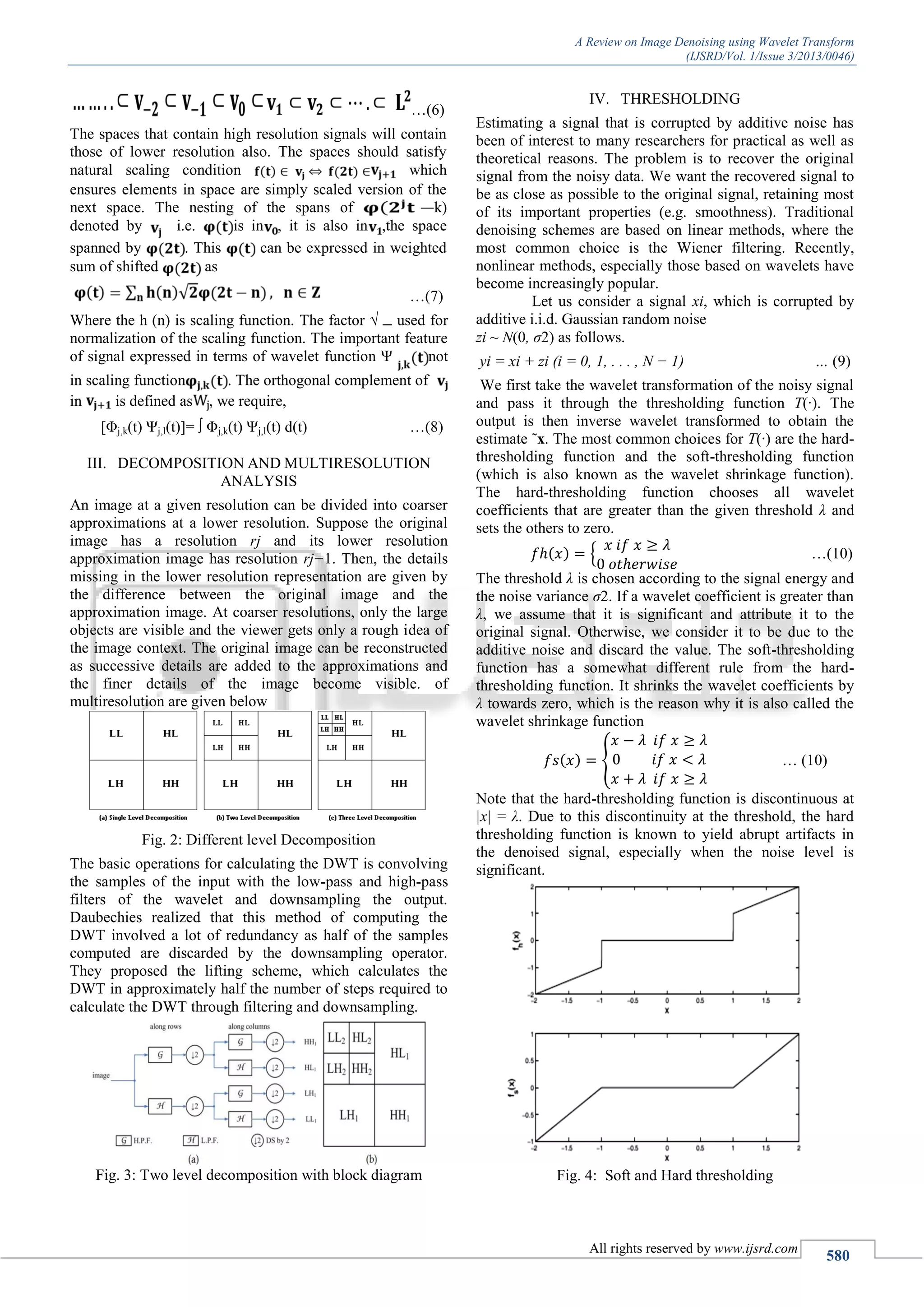 A Review on Image Denoising using Wavelet Transform | PDF
