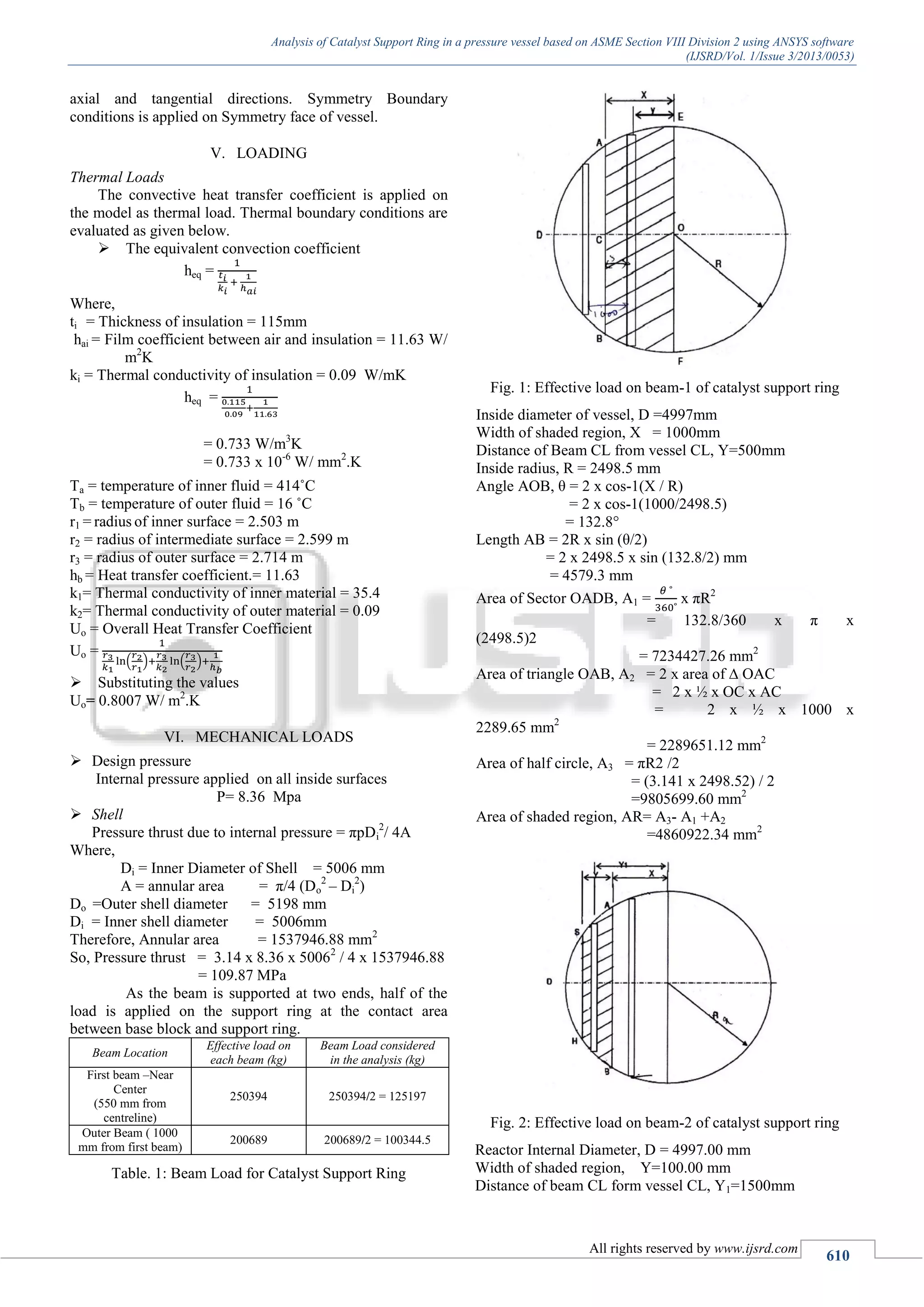 Analysis of Catalyst Support Ring in a pressure vessel based on ASME ...
