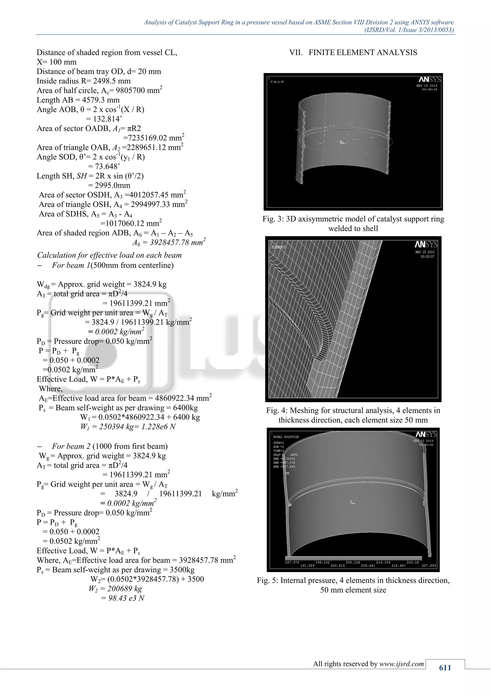 Analysis of Catalyst Support Ring in a pressure vessel based on ASME Section VIII Division 2 ...