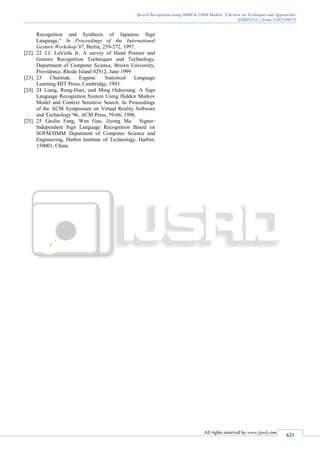 Speech Recognition using HMM & GMM Models: A Review on Techniques and ...