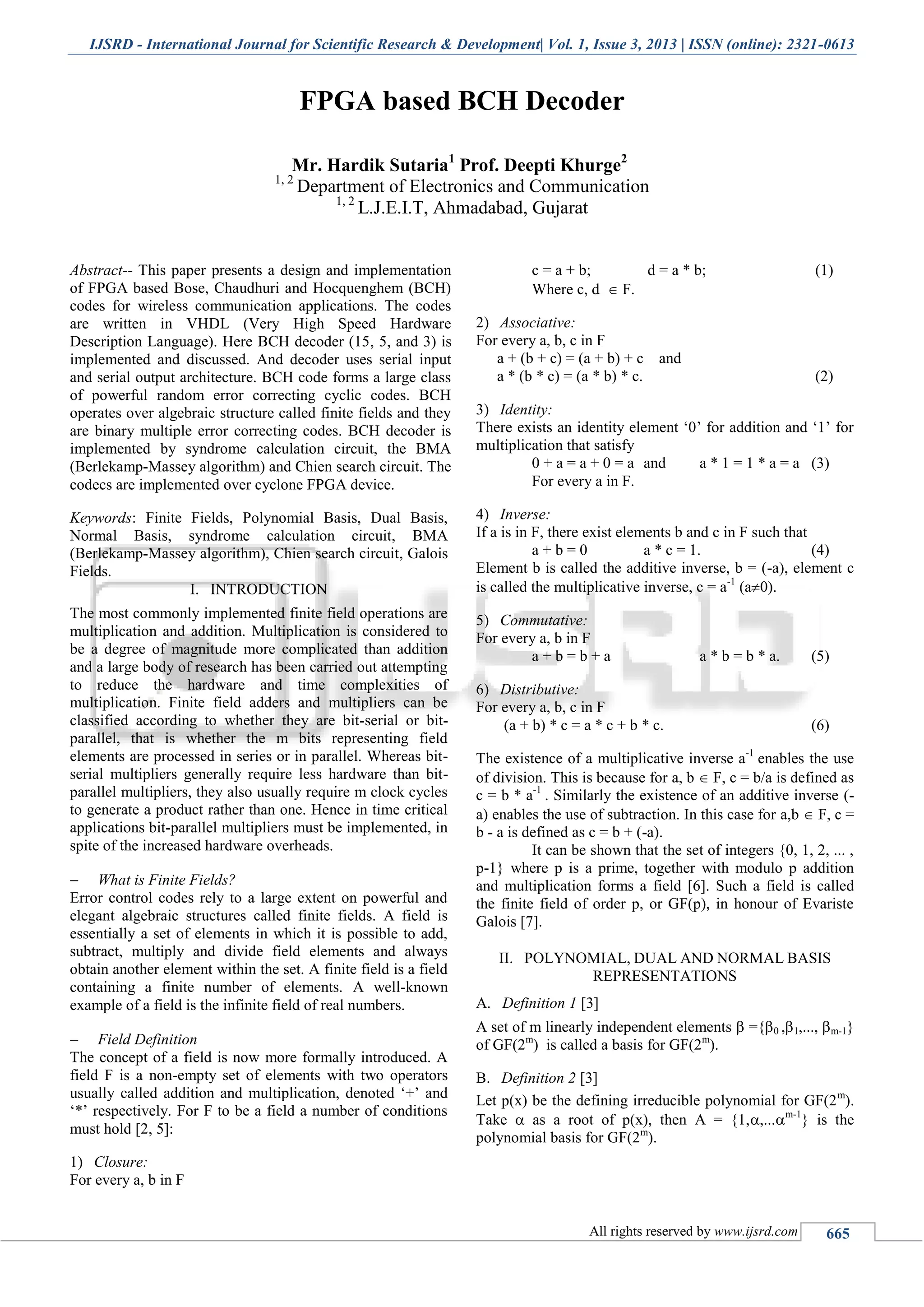 FPGA based BCH Decoder | PDF
