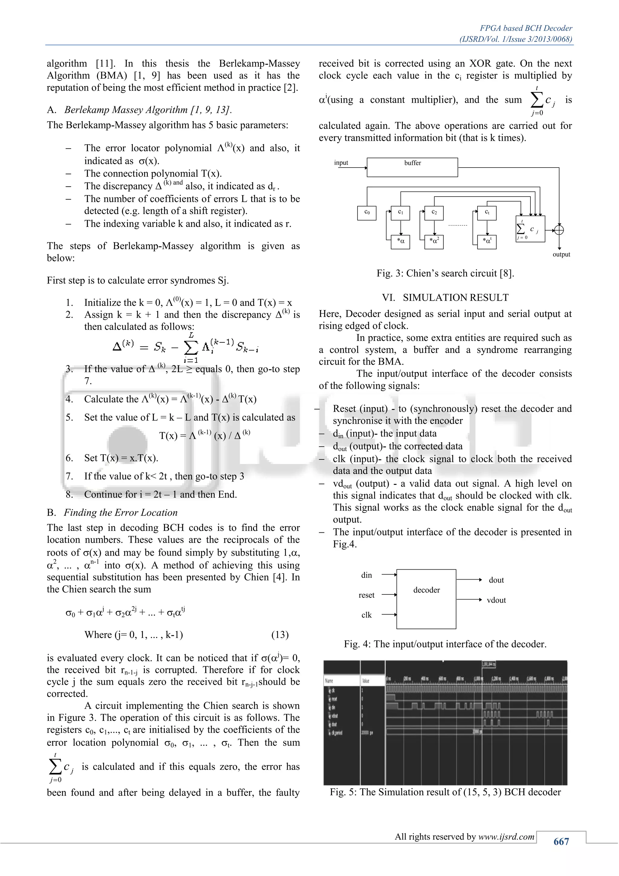 Fpga Based Bch Decoder Pdf Programming Languages Computing