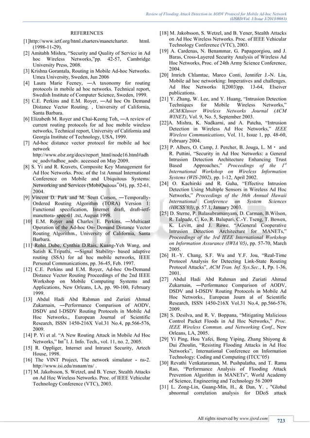 Review of Flooding Attack Detection in AODV Protocol for Mobile Ad-hoc Network | PDF