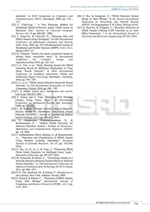 Review of Flooding Attack Detection in AODV Protocol for Mobile Ad-hoc Network | PDF