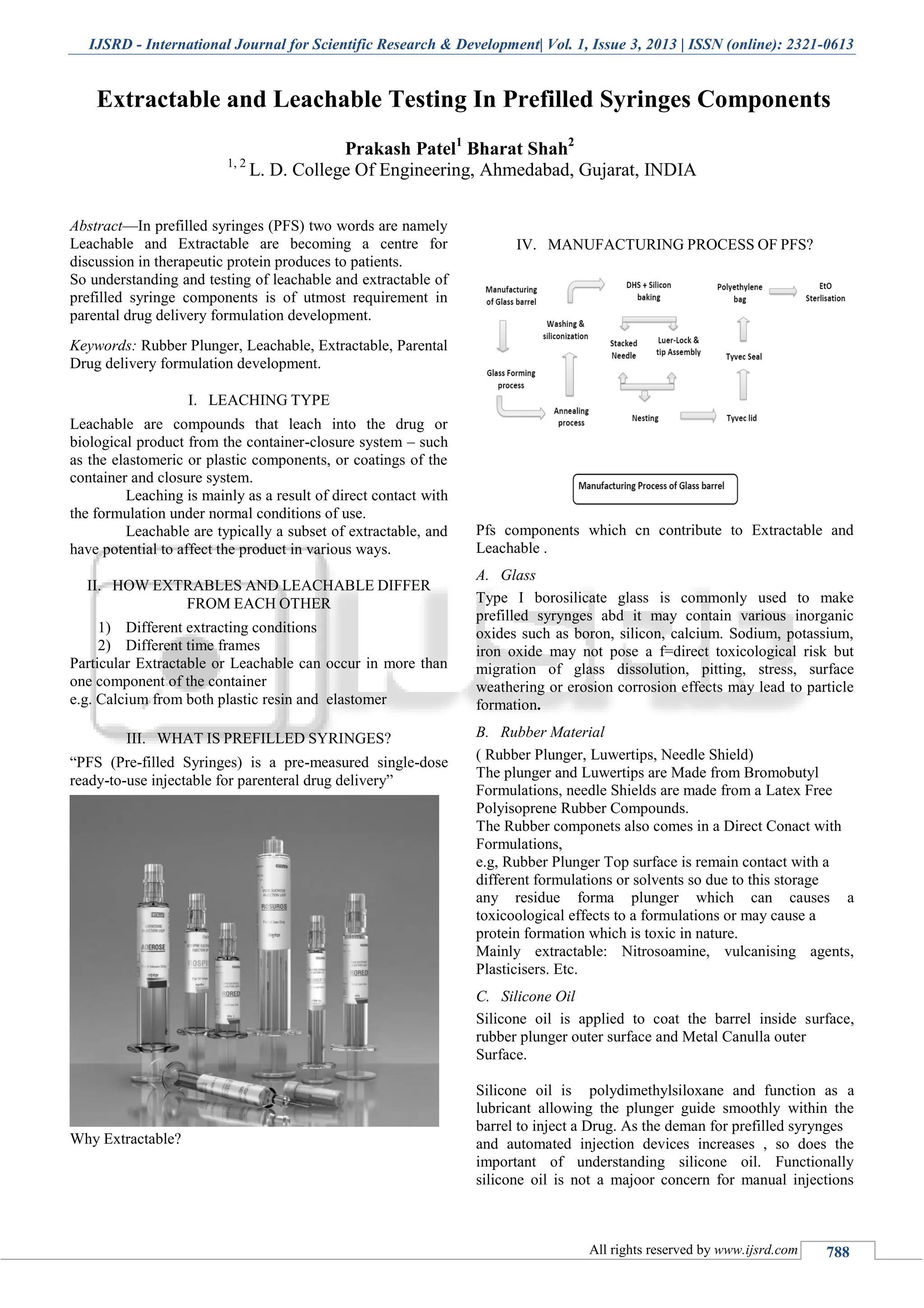 Extractable and Leachable Testing In Prefilled Syringes Components | PDF