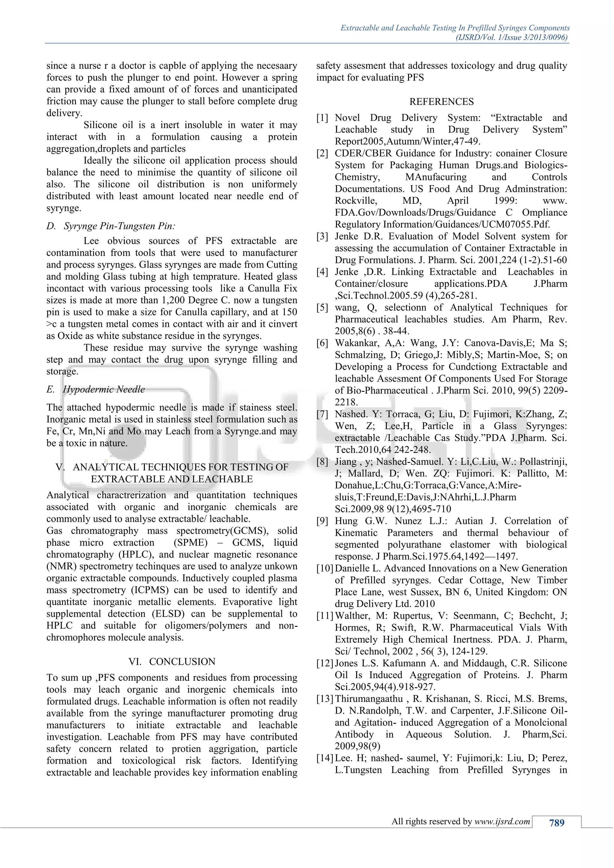 Extractable and Leachable Testing In Prefilled Syringes Components | PDF