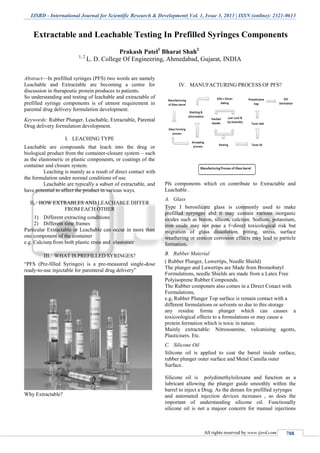 Extractable and Leachable Testing In Prefilled Syringes Components | PDF