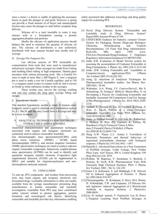 Extractable and Leachable Testing In Prefilled Syringes Components | PDF