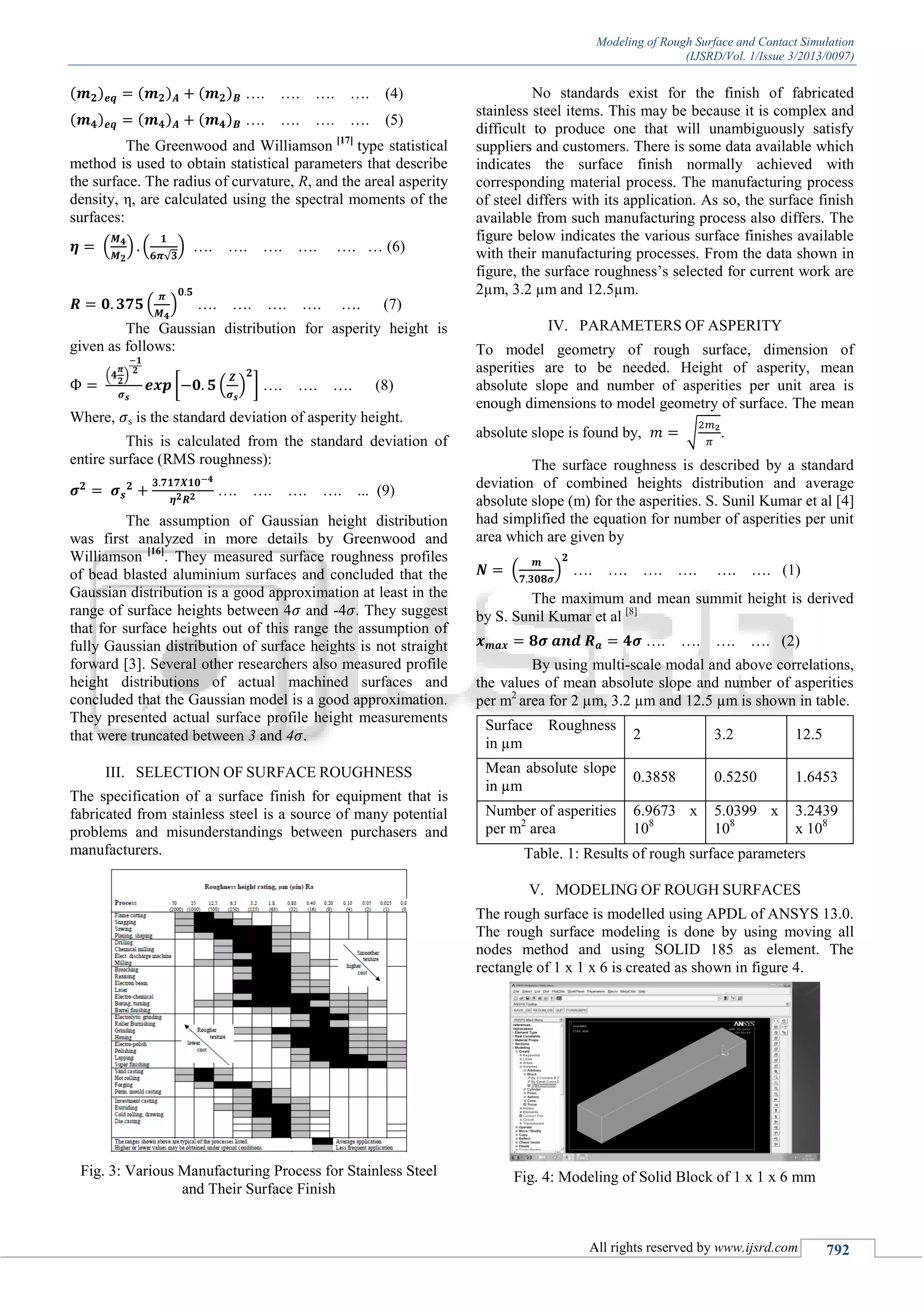 Modeling of Rough Surface and Contact Simulation | PDF