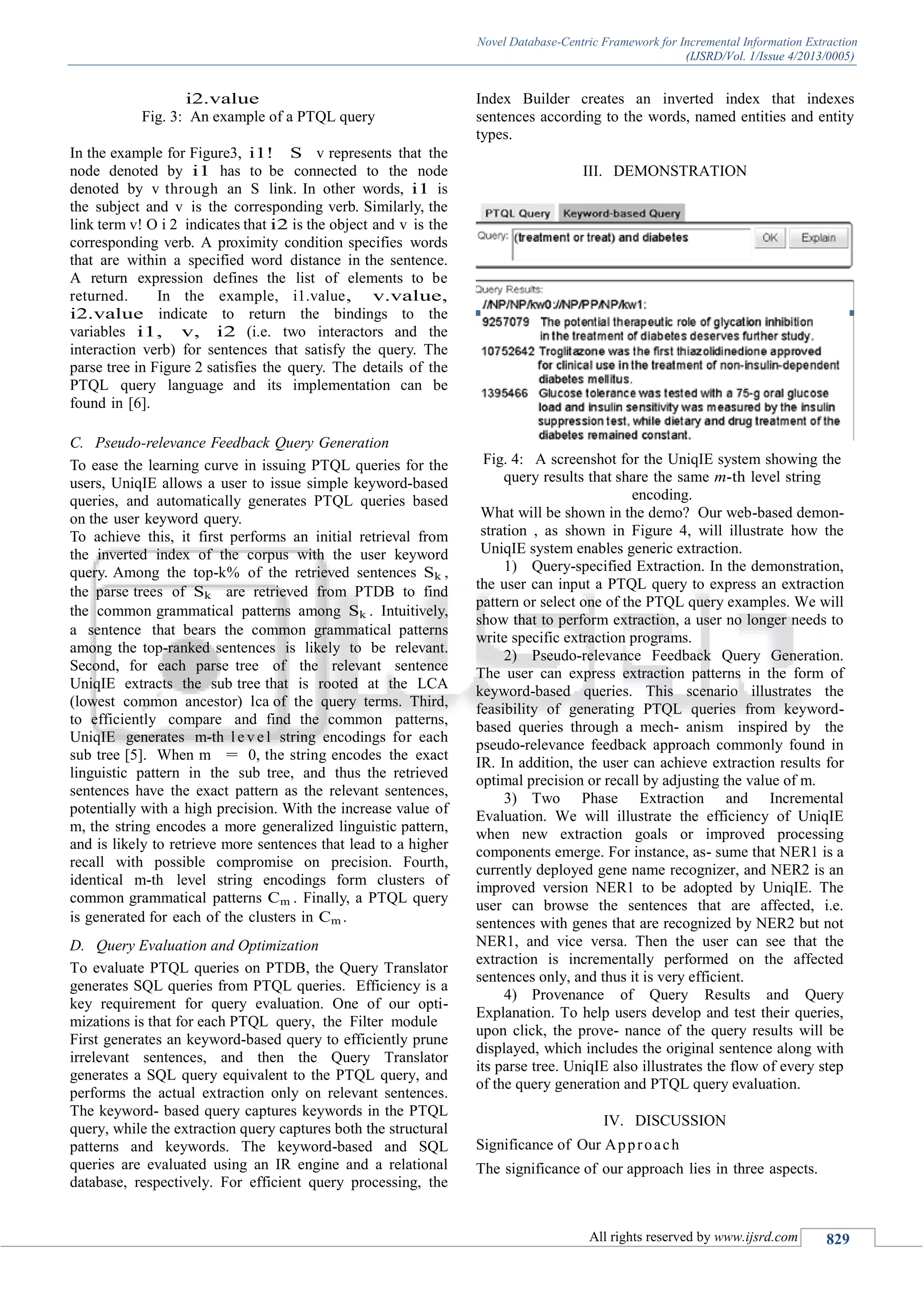 Novel Database Centric Framework For Incremental Information Extraction