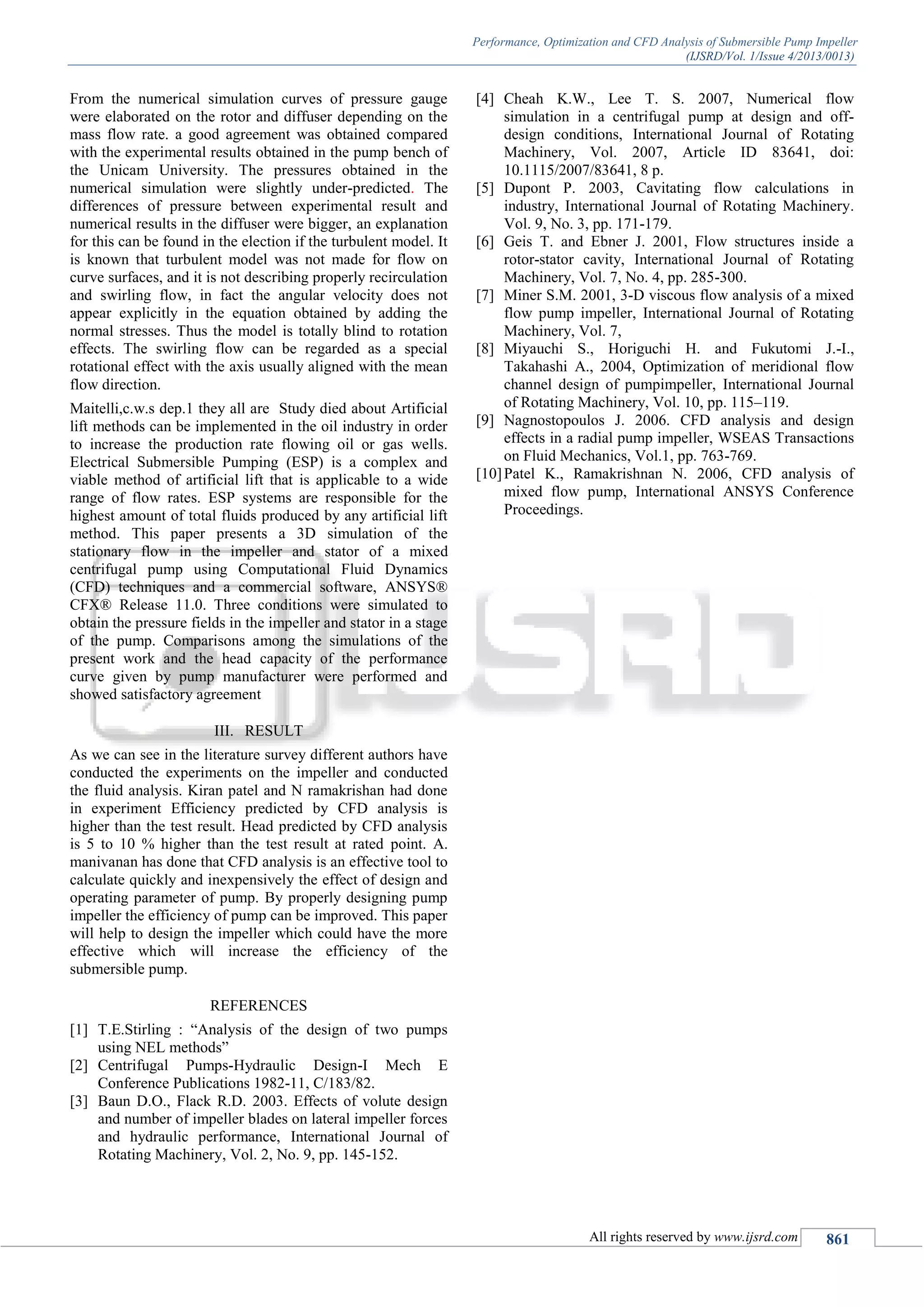 Performance, Optimization and CFD Analysis of Submersible Pump Impeller ...