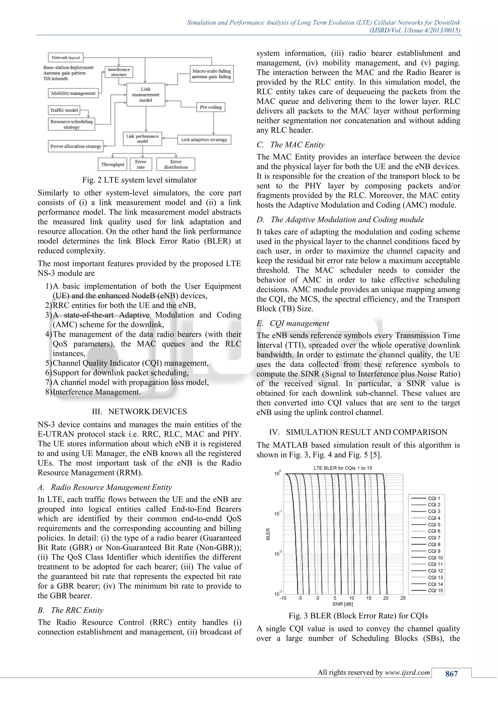 Simulation and Performance Analysis of Long Term Evolution (LTE) Cellular Networks for Downlink ...