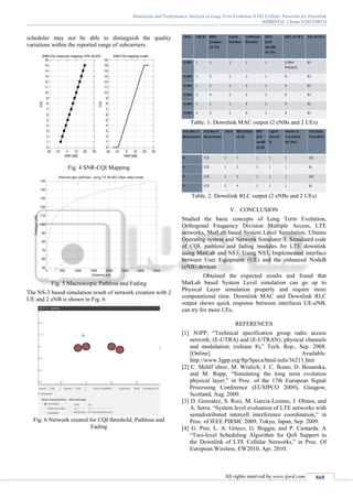 Simulation and Performance Analysis of Long Term Evolution (LTE) Cellular Networks for Downlink ...