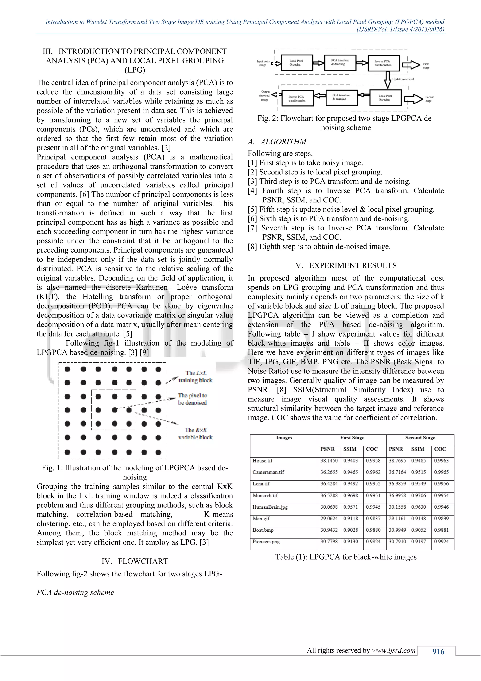 Introduction to Wavelet Transform and Two Stage Image DE noising Using Principal Component ...