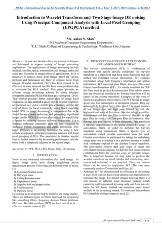 Introduction to Wavelet Transform and Two Stage Image DE noising Using Principal Component ...