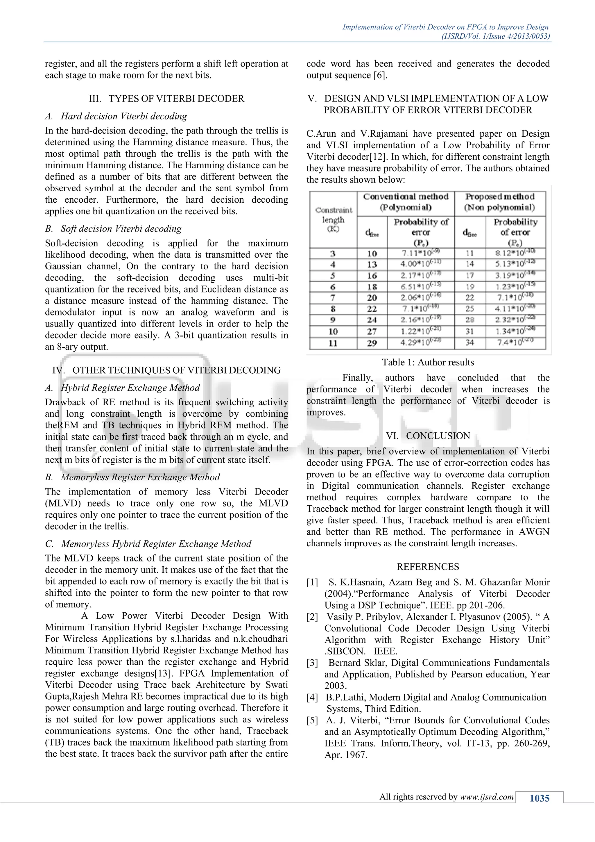 Implementation of Viterbi Decoder on FPGA to Improve Design | PDF | Computing | Technology ...