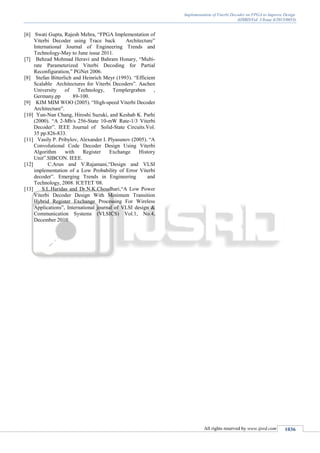 Implementation of Viterbi Decoder on FPGA to Improve Design | PDF | Computing | Technology ...