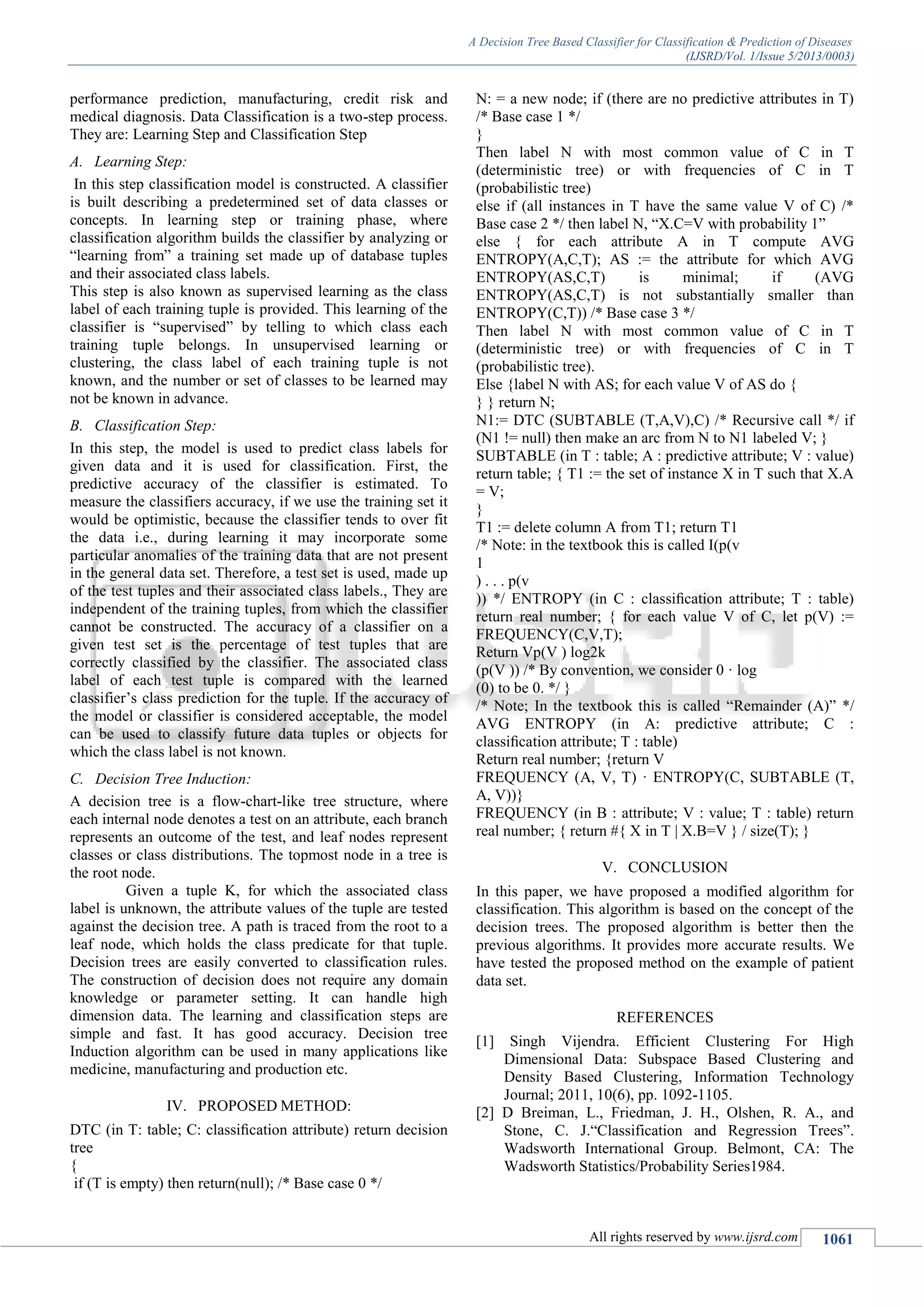 A Decision Tree Based Classifier for Classification & Prediction of Diseases | PDF | Computer ...