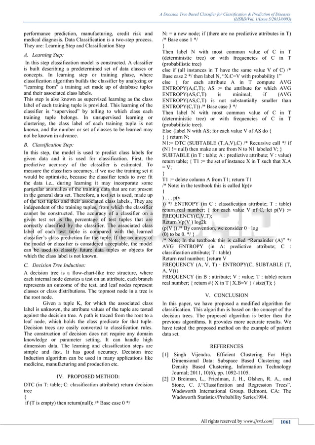 A Decision Tree Based Classifier for Classification & Prediction of Diseases | PDF | Computer ...
