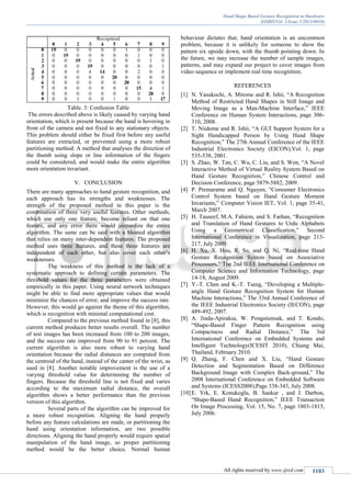 Hand Shape Based Gesture Recognition in Hardware | PDF