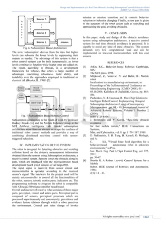 Design and Implementation of a Real Time Obstacle Avoiding Subsumption Controlled Reactive Robot ...