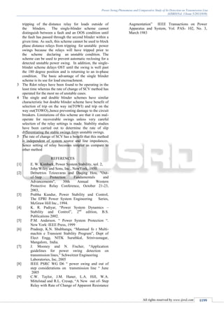 Power Swing Phenomena and Comparative Study of Its Detection on Transmission Line | PDF | Gas ...