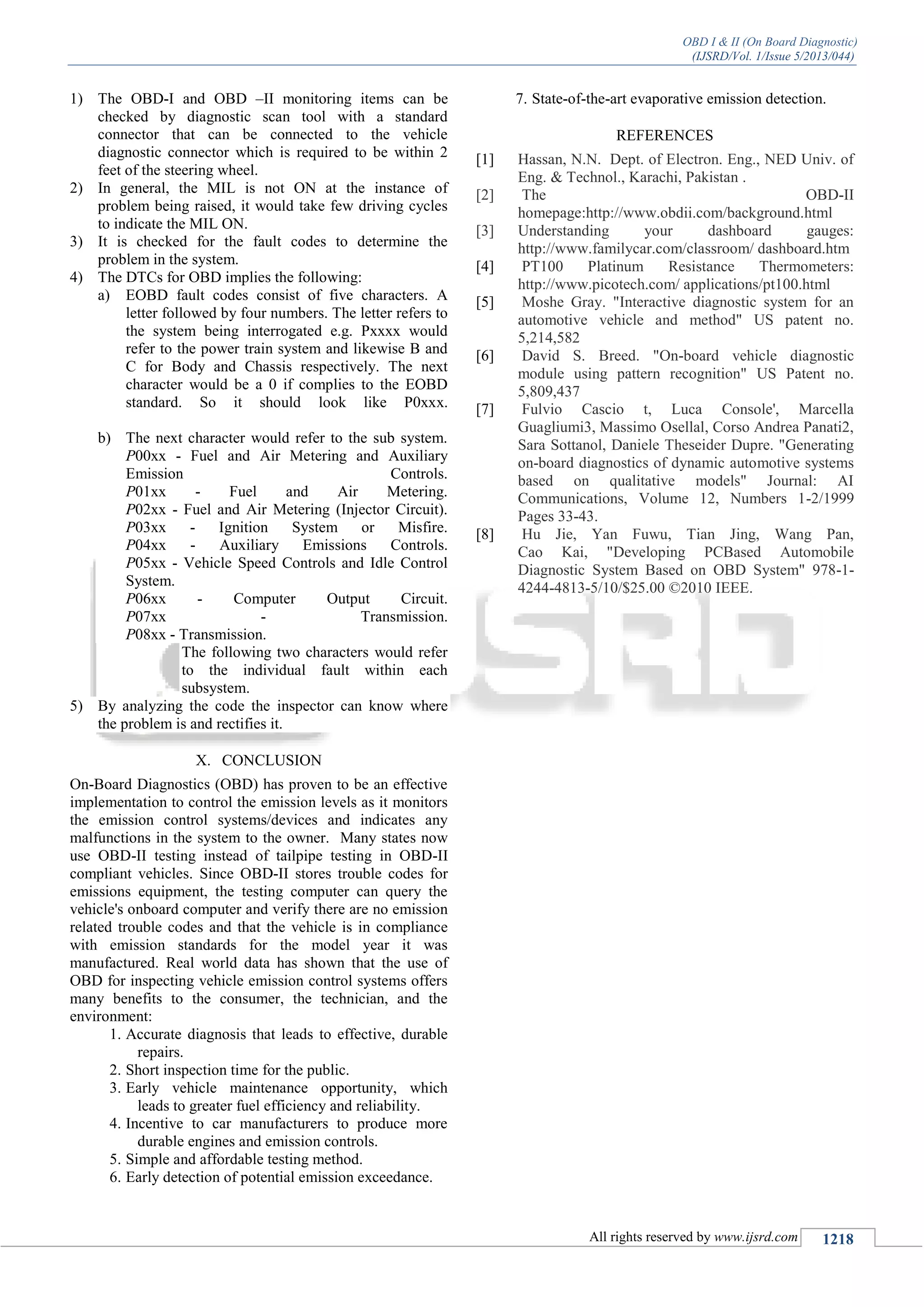 OBD I & II (On Board Diagnostic) | PDF