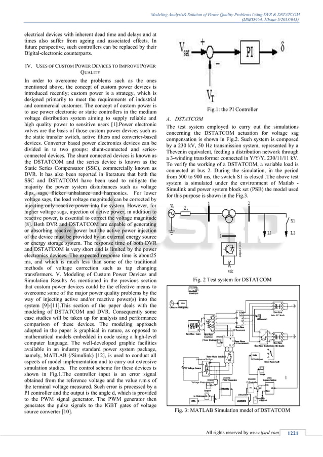 Modeling Analysis& Solution of Power Quality Problems Using DVR & DSTATCOM | PDF