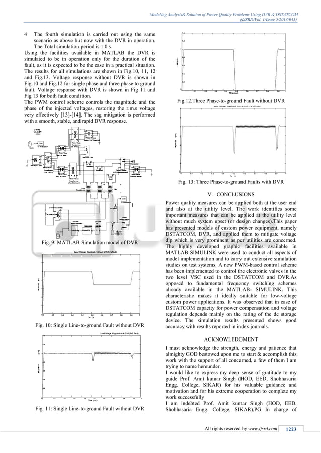 Modeling Analysis& Solution of Power Quality Problems Using DVR & DSTATCOM | PDF