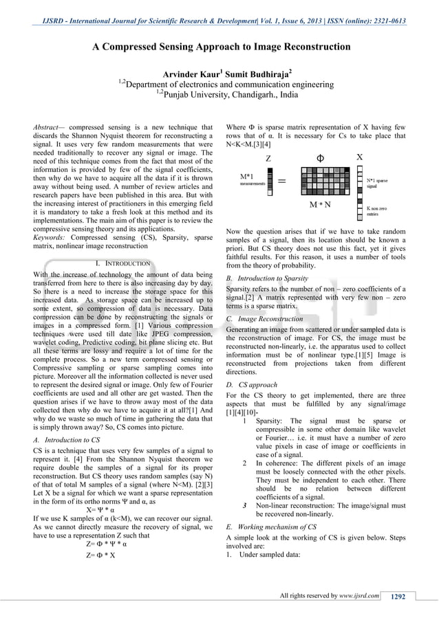 A Compressed Sensing Approach to Image Reconstruction | PDF