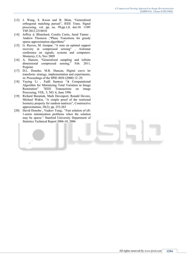 A Compressed Sensing Approach To Image Reconstruction Pdf
