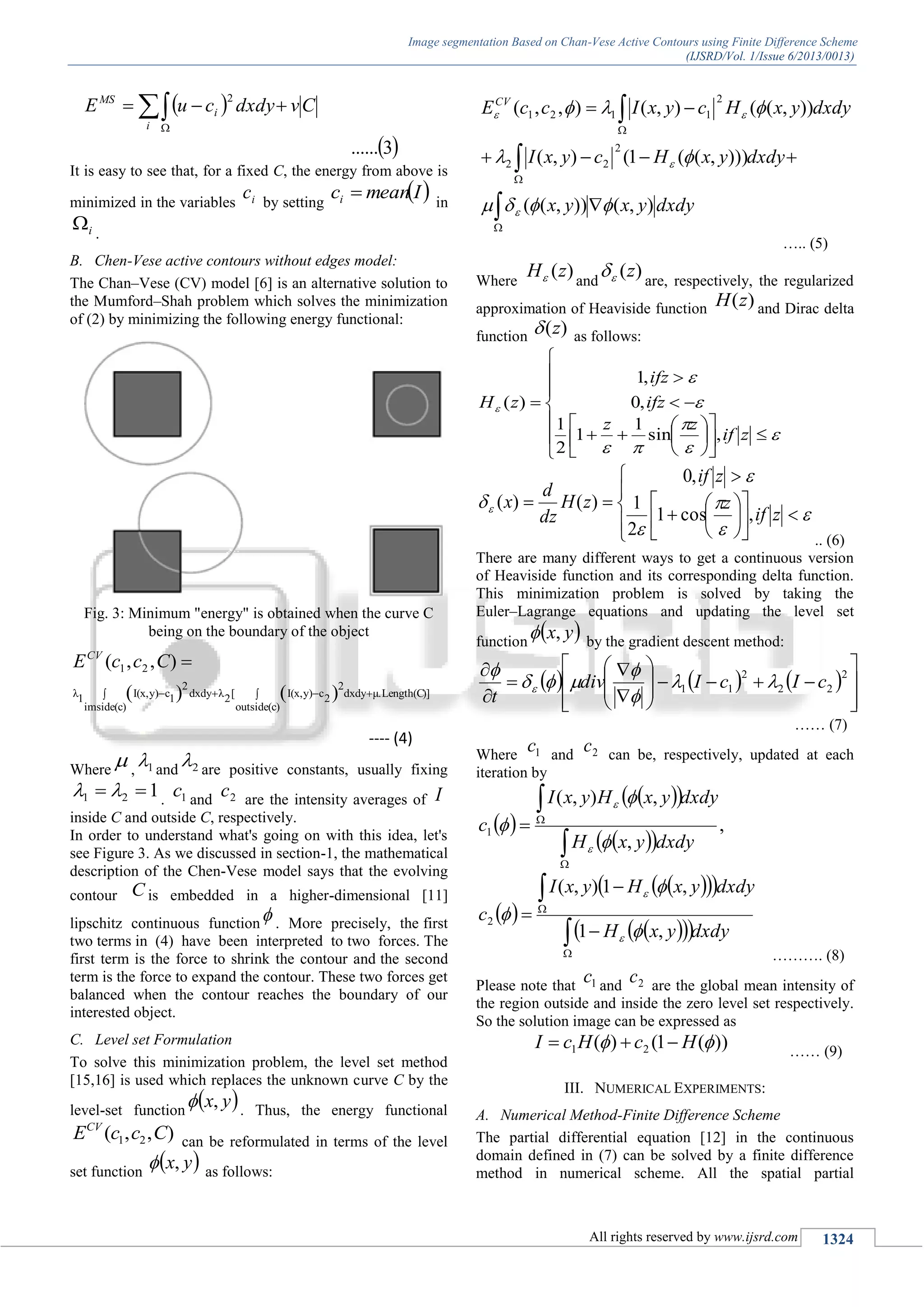 Image segmentation Based on Chan-Vese Active Contours using Finite Difference Scheme | PDF