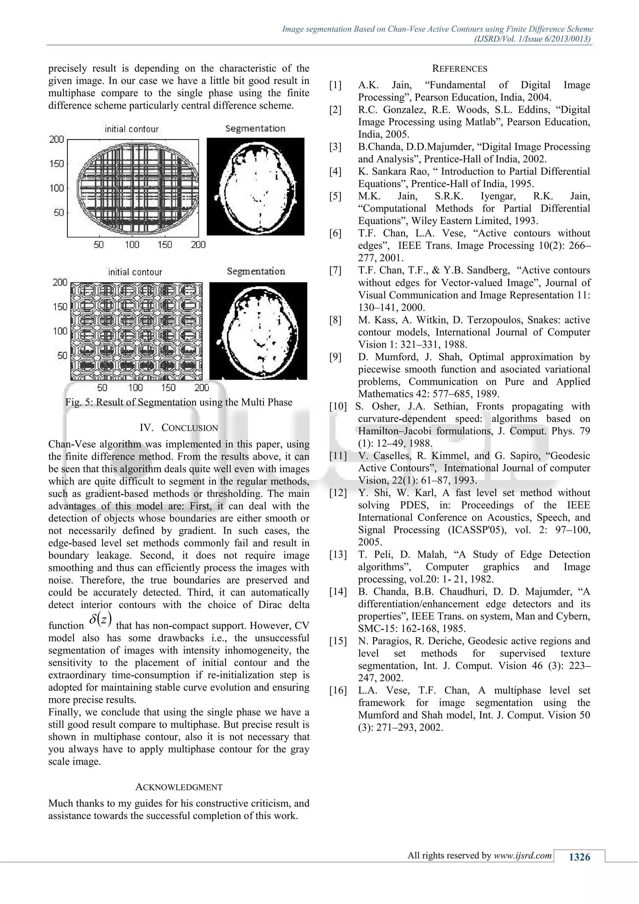Image segmentation Based on Chan-Vese Active Contours using Finite Difference Scheme | PDF