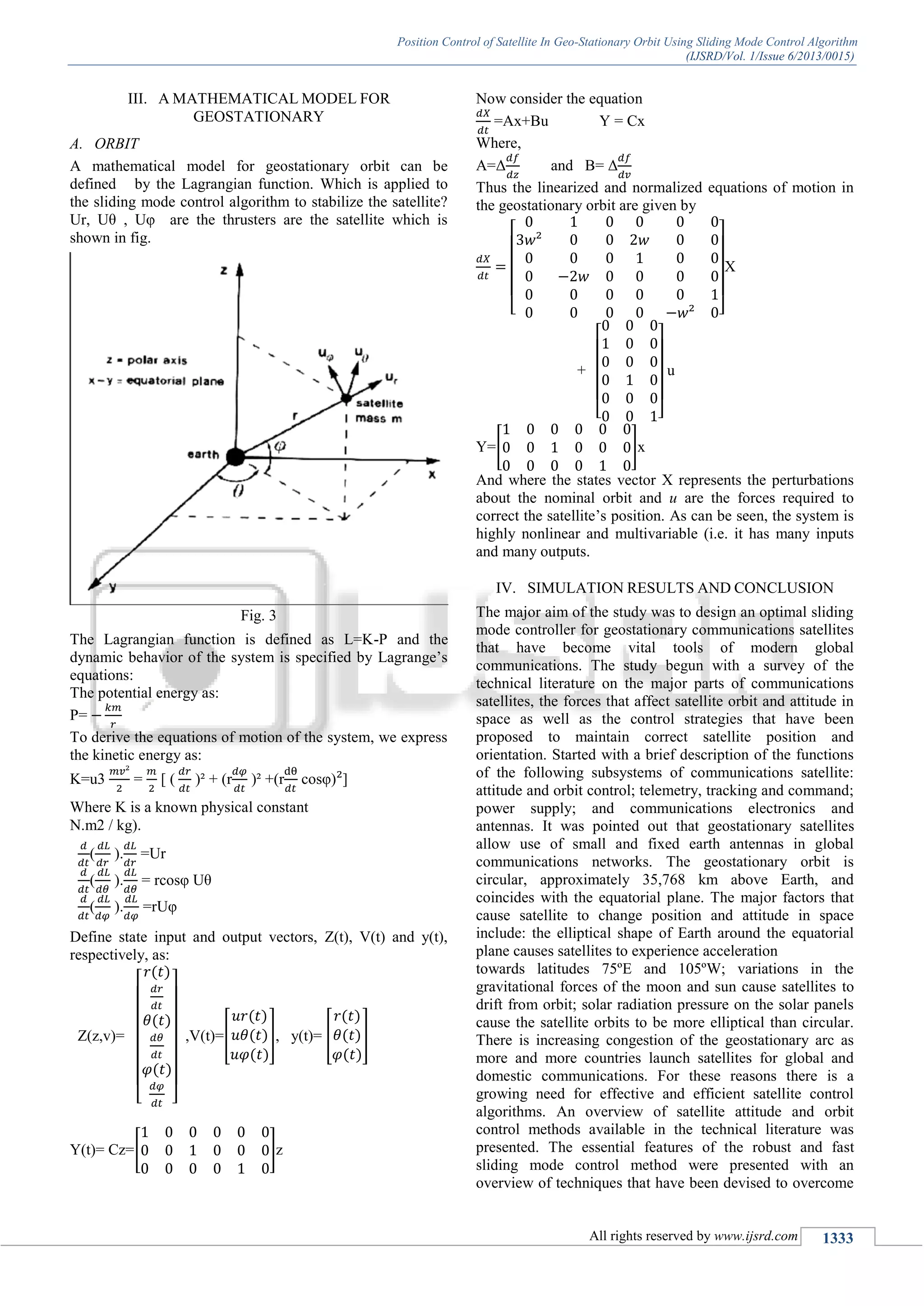 Position Control Of Satellite In Geo Stationary Orbit Using Sliding Mode Control Algorithm Pdf