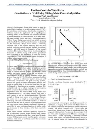 Position Control of Satellite In Geo-Stationary Orbit Using Sliding Mode Control Algorithm | PDF