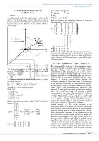Position Control of Satellite In Geo-Stationary Orbit Using Sliding Mode Control Algorithm | PDF