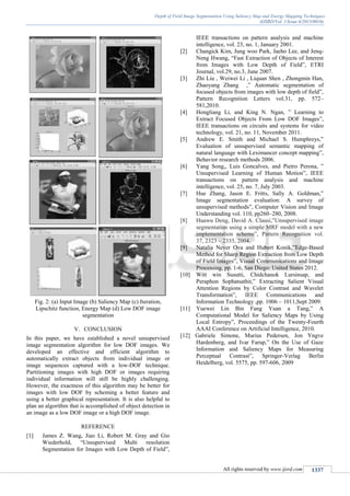 Depth of Field Image Segmentation Using Saliency Map and Energy Mapping Techniques | PDF